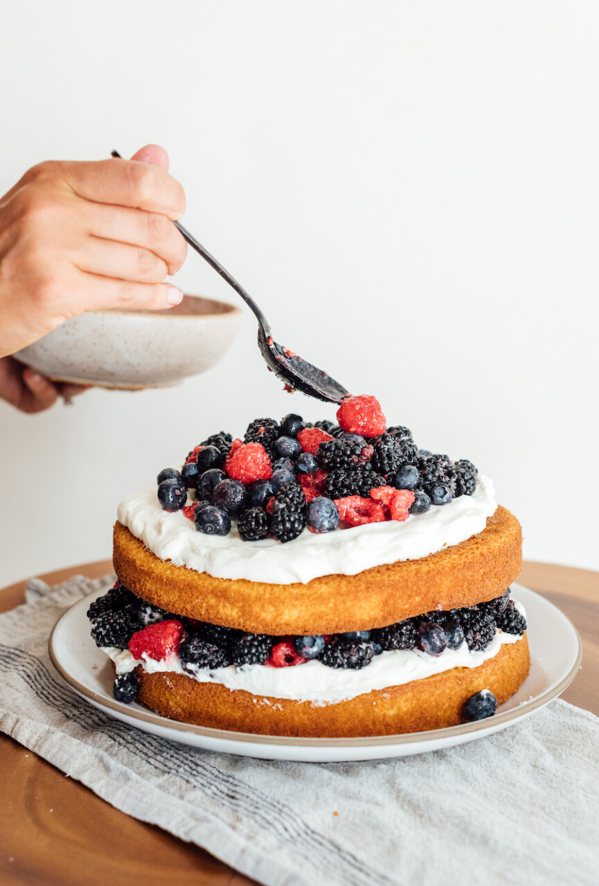 The Berries & Cream Layer Cake Recipe You'll Now Make For All Birthdays